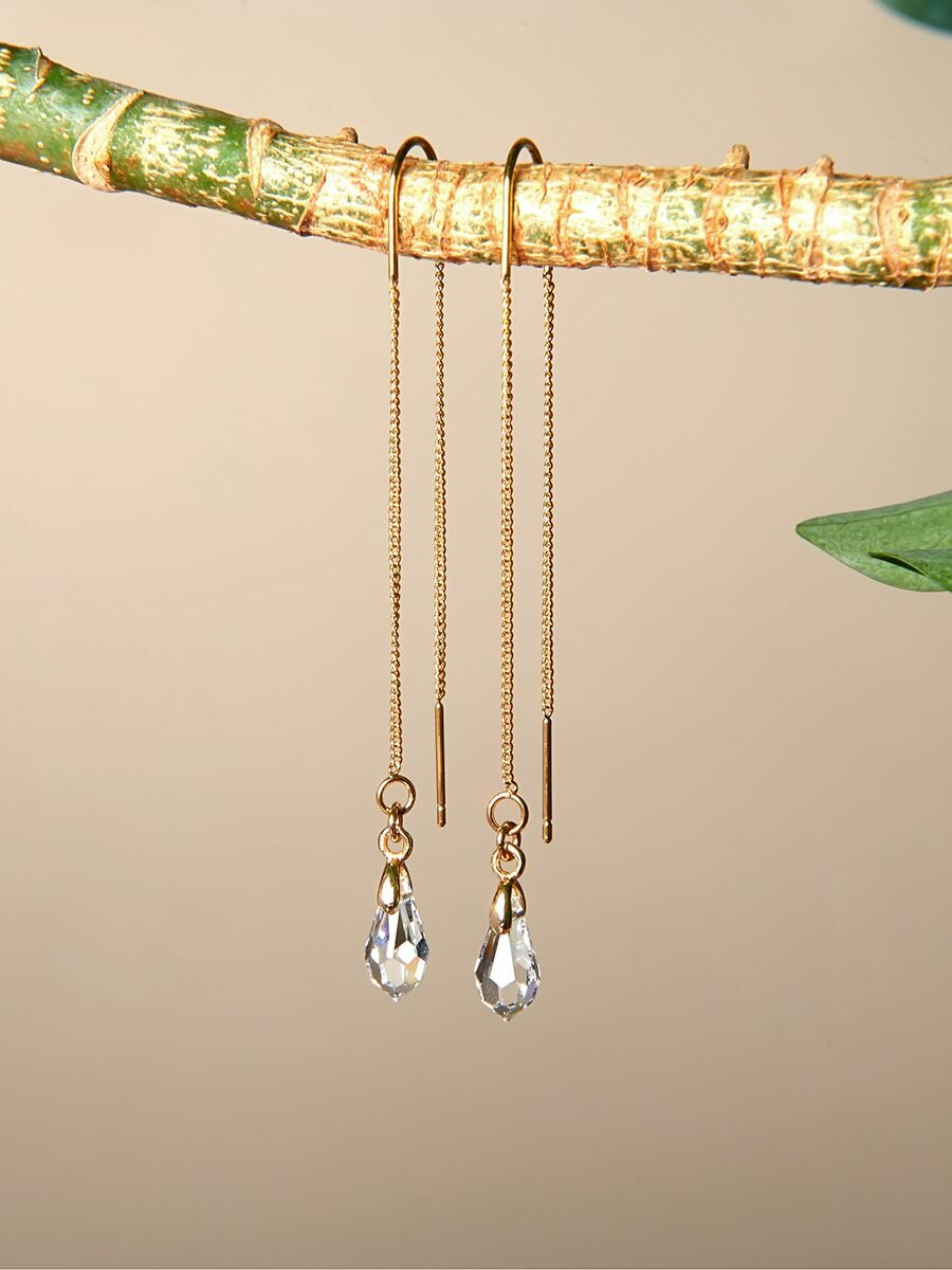 Серьги цепочки, кристаллы Swarovski, кристалл, стекло