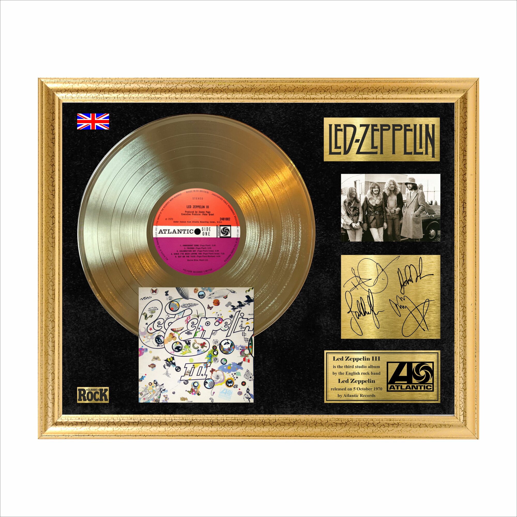 Золотой диск Led Zeppelin в рамке