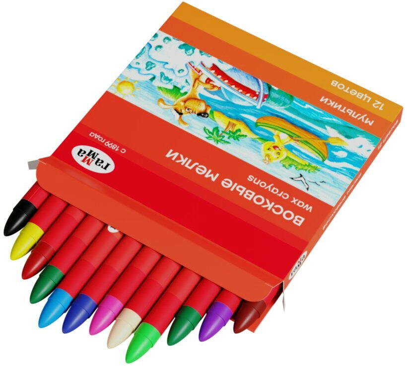 Мелки восковые "Мультики" 12 цветов круглые