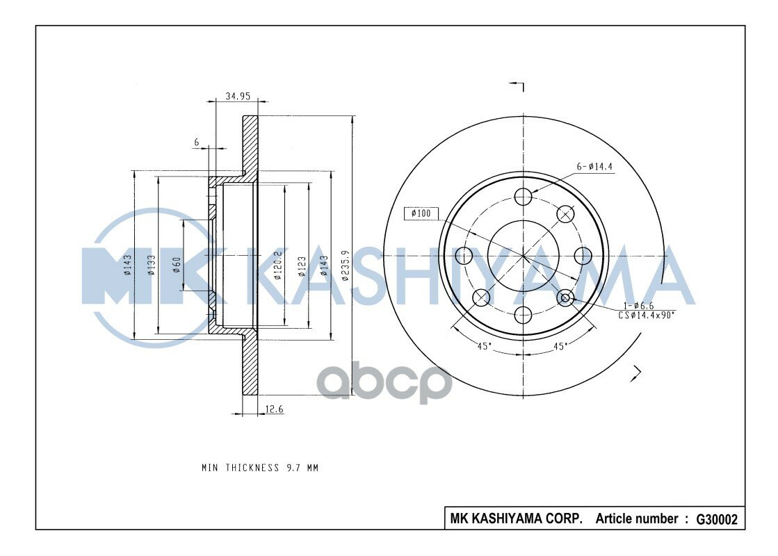 Диск тормозной MK KASHIYAMA арт. G30002