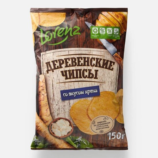 Картофельные чипсы Lorenz Деревенские чипсы со вкусом хрена 150 г