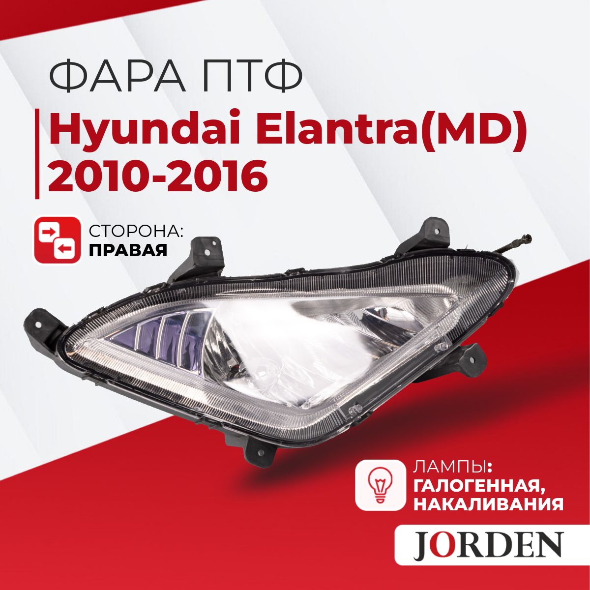 Фара противотуманная правая Hyundai Elantra 5 MD 2013-2016 ПТФ, туманки авто Хендай Элантра 5 МД галогенная передняя