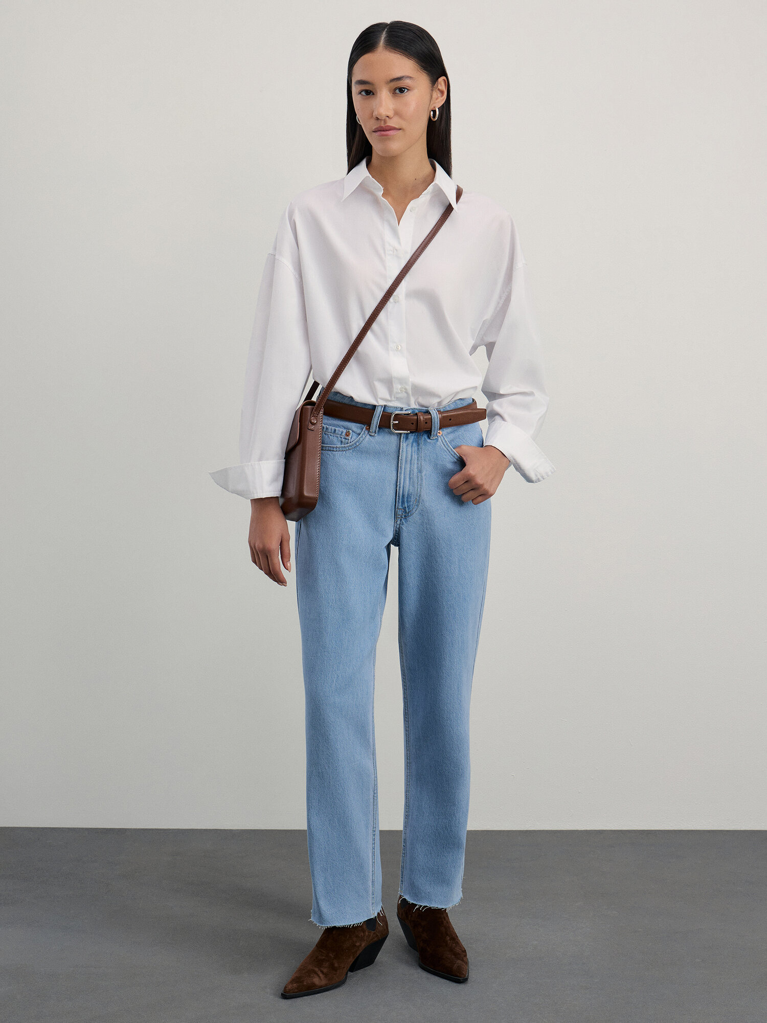 Джинсы straight cropped 