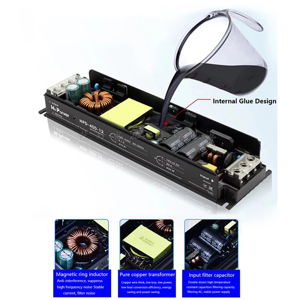 Трансформатор WRMIHU для LED лент и трековых светильников 150W, 24V