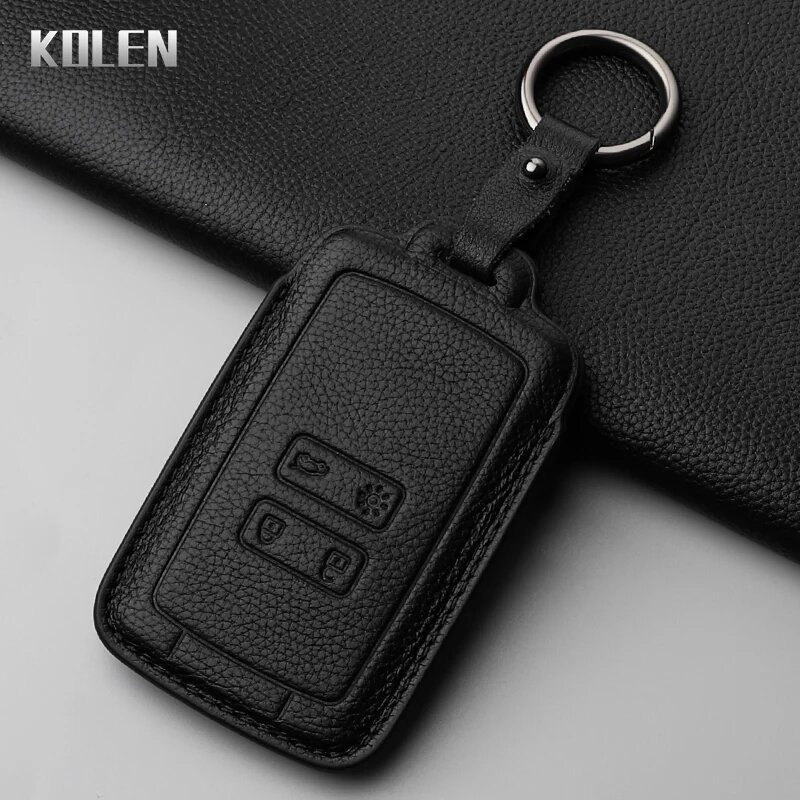 Кожаный чехол для автомобильного ключа, чехол для Renault Koleos, Captur, Megane, Clio, Black Set2