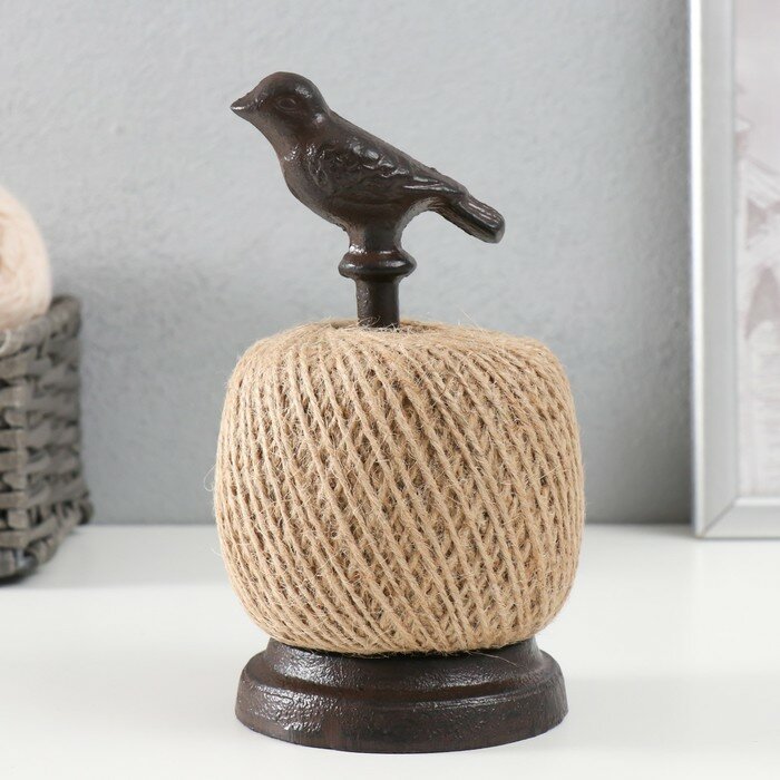 Фигурка-катушка для ниток «Птица на жёрдочке», чугун, 9×9×17.5 см