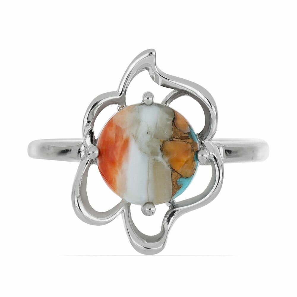 Кольцо, серебро, 925 проба, родирование, бирюза