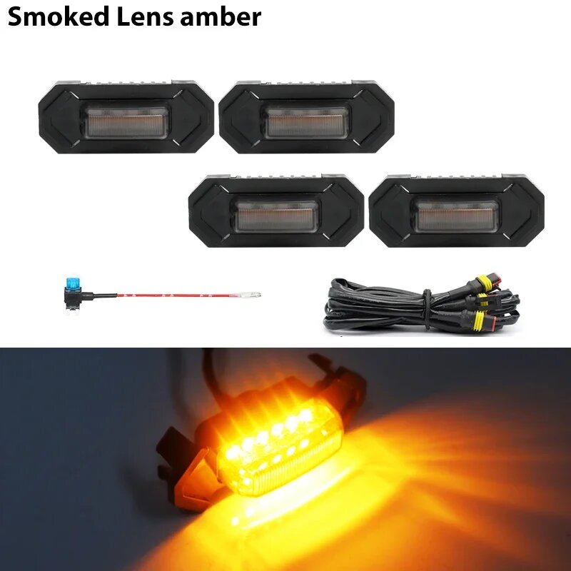 4 шт. фары Raptor, совместимые с Toyota RAV4, светодиодные фонари для гриля 2019 Smoked Lens Amber