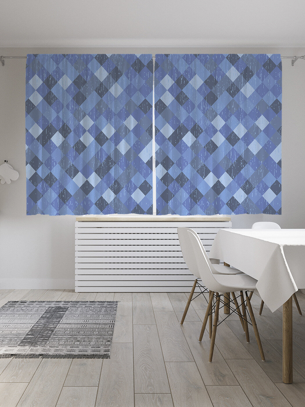 Фотошторы короткие "Потертая плитка", 2 полотна шириной по 145 см, высота 180 см, JoyArty