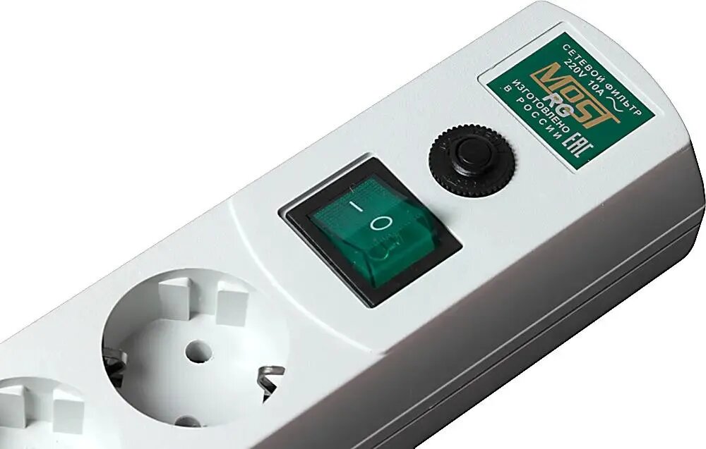 Сетевой фильтр Most RG, 10 метров, 6 розеток, белый, 2200Вт, 10А