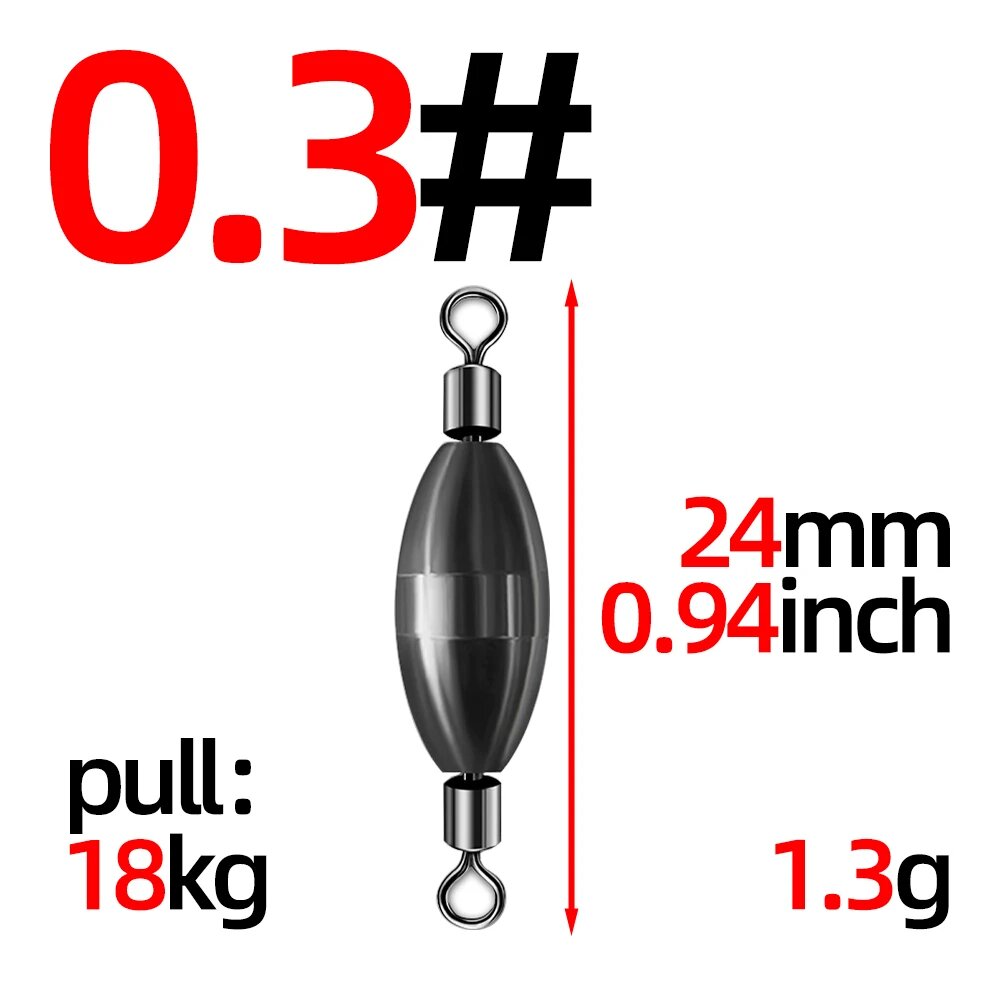 Поворотный вертлюг для рыбалки 0.3#, 1.3g, 18kg, 24mm