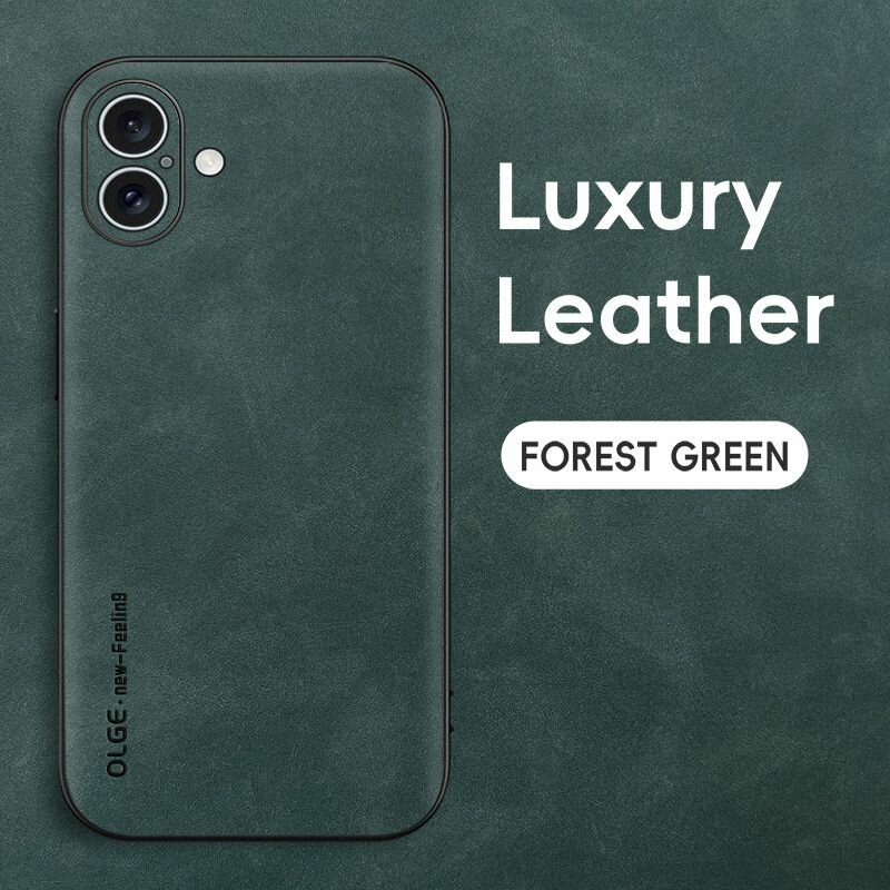 OLGE Роскошный кожаный чехол для смартфона Apple iPhone 16 (на Айфон 16) защитный чехол