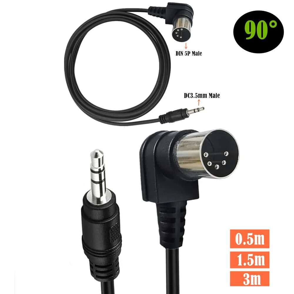 Аудиокабель AUX 3.5 мм - MIDI Din 5Pin, 0.5 м