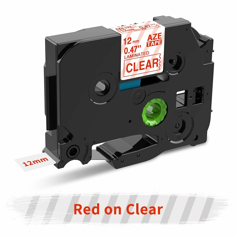 Лента для принтера этикеток 12 мм Red on Clear