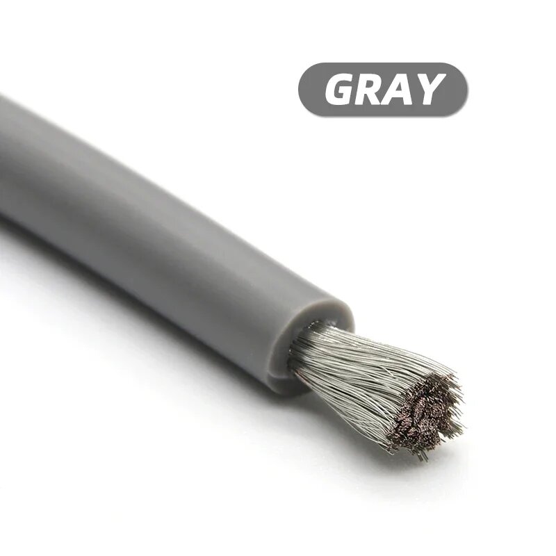 Мягкий силиконовый провод 1/5 м 30-4 AWG 14AWG, серый, 1 Meter
