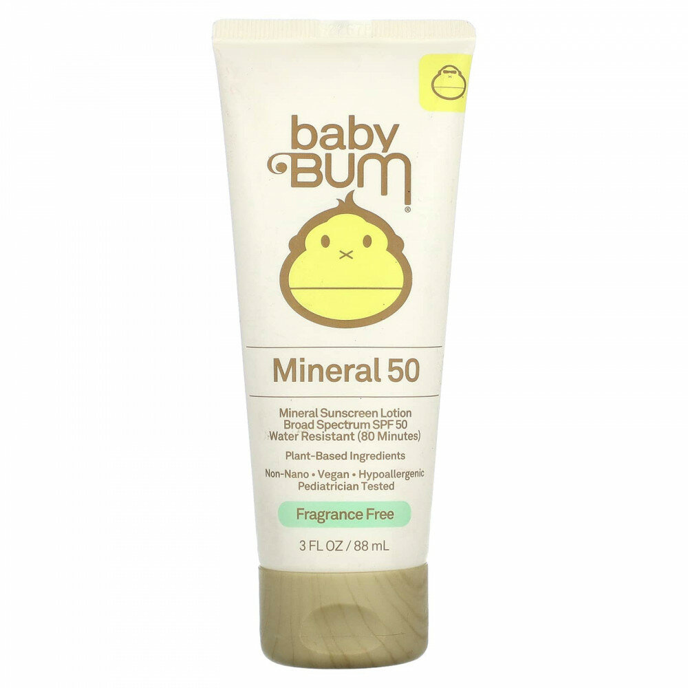 Sun Bum, Baby Bum, солнцезащитный минеральный лосьон, SPF 50, без отдушек, 88 мл (3 жидк. унции)