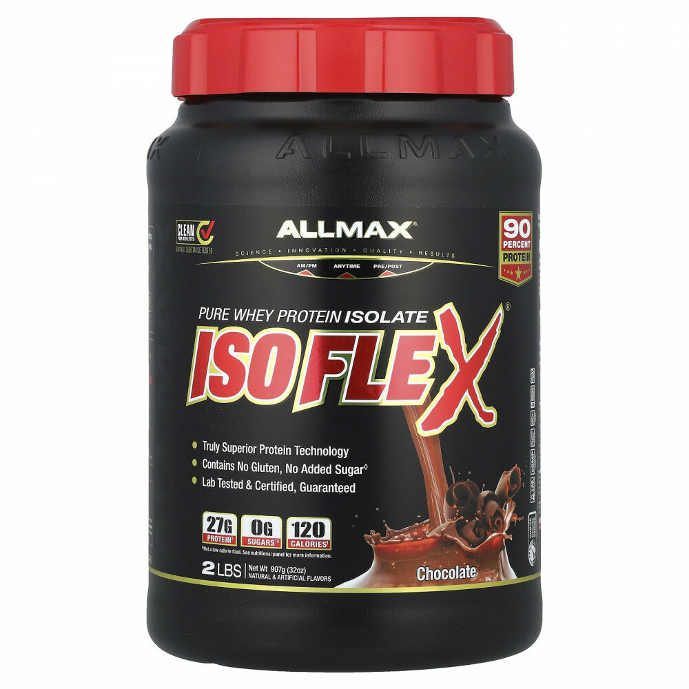 ALLMAX, ISOFLEX®, чистый изолят сывороточного протеина, шоколад, 2 фунта (907 г)