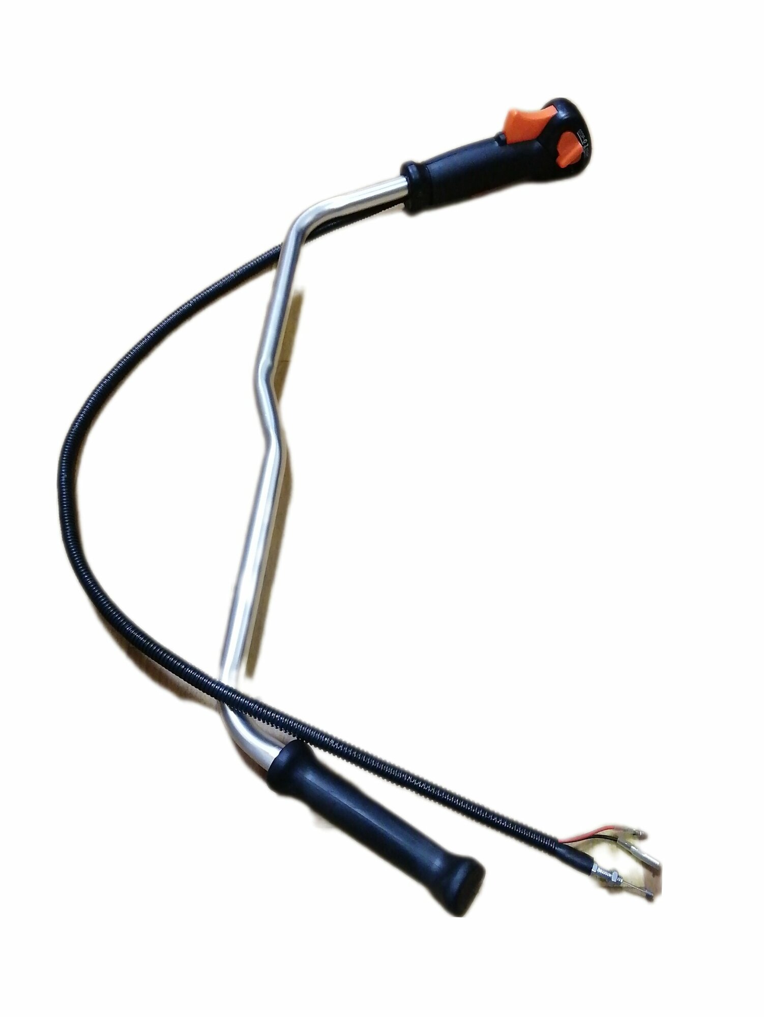 Ручка газа в сборе для триммера(труба 19мм. трос 90см.) прорезиненная рукоятка.