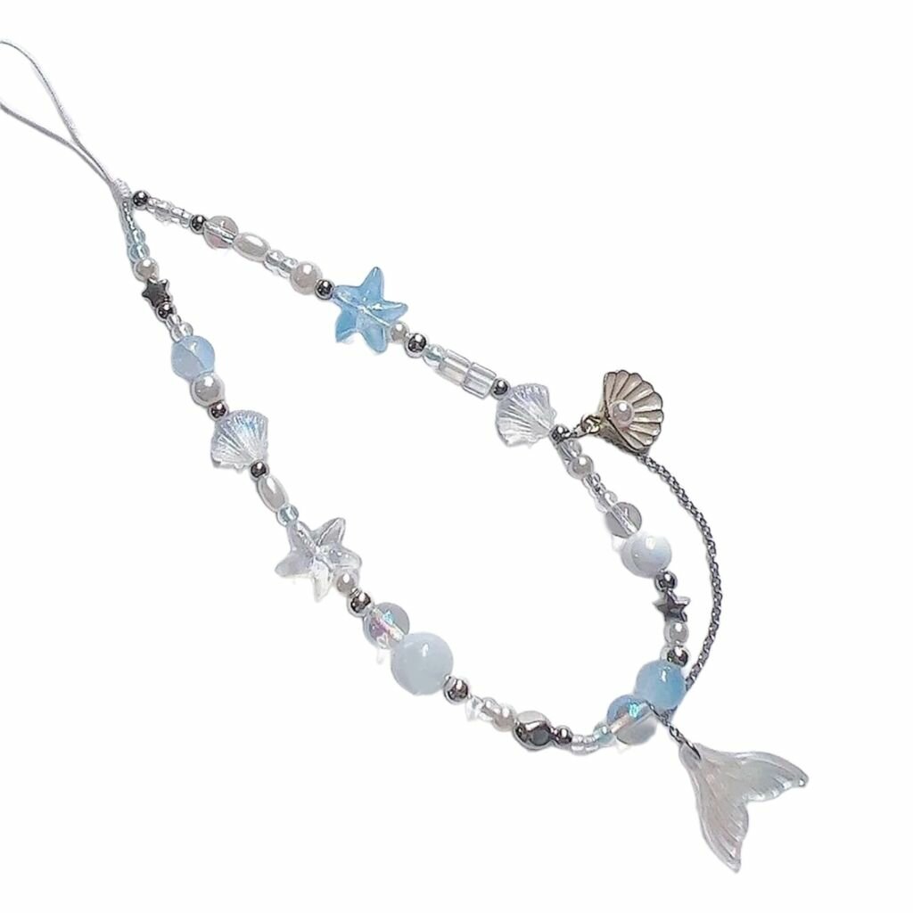 Брелок, Подвеска в виде ракушки принцессы-русалки на шнурке для мобильного телефона