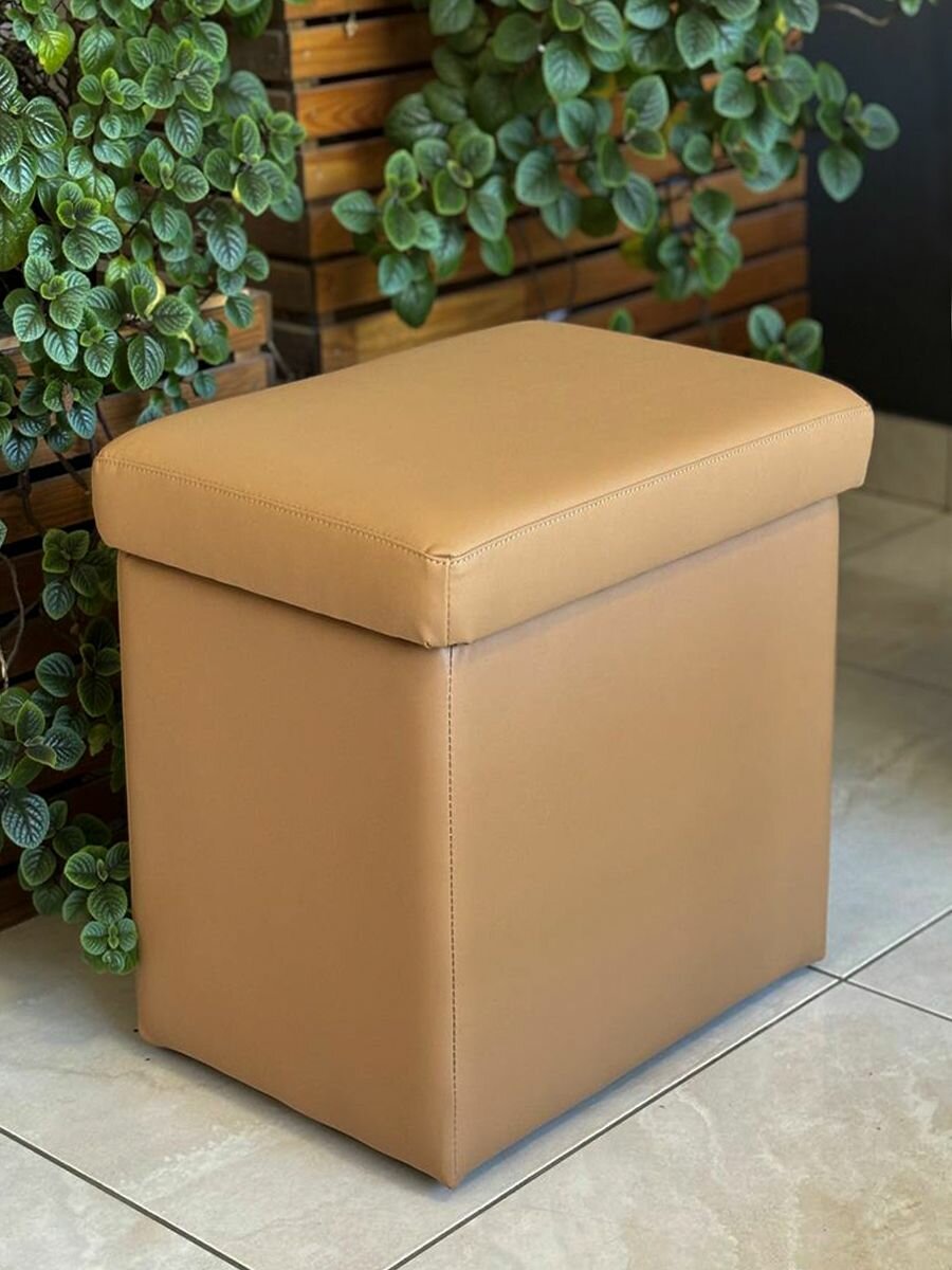 Прочный пуфик-сундучок для прихожей и спальни, Искусственная кожа, 49х34х44 см.