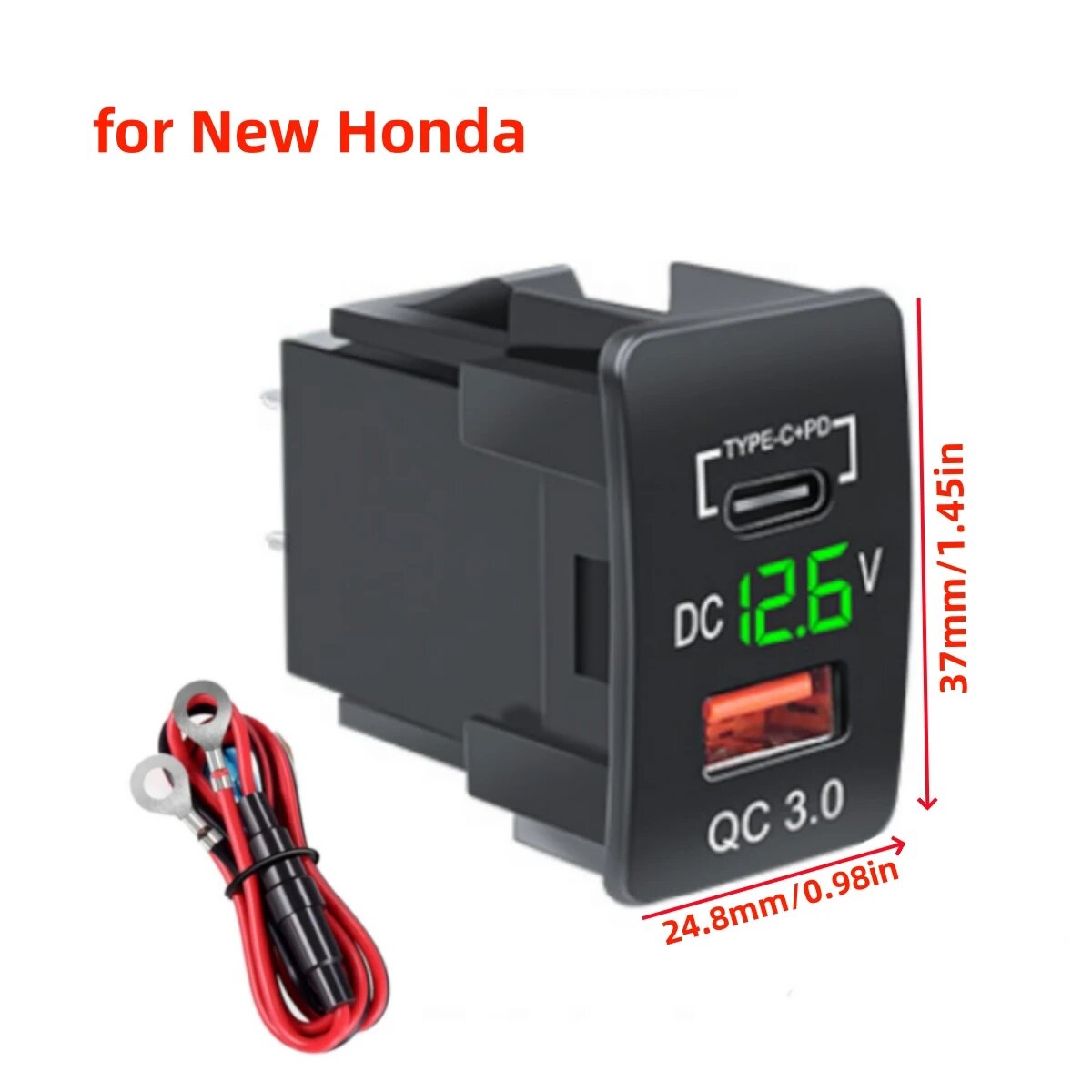 Автомобильное зарядное устройство Honda QC3.0 USB PD Type-C с быстрой зарядкой, New Type Green