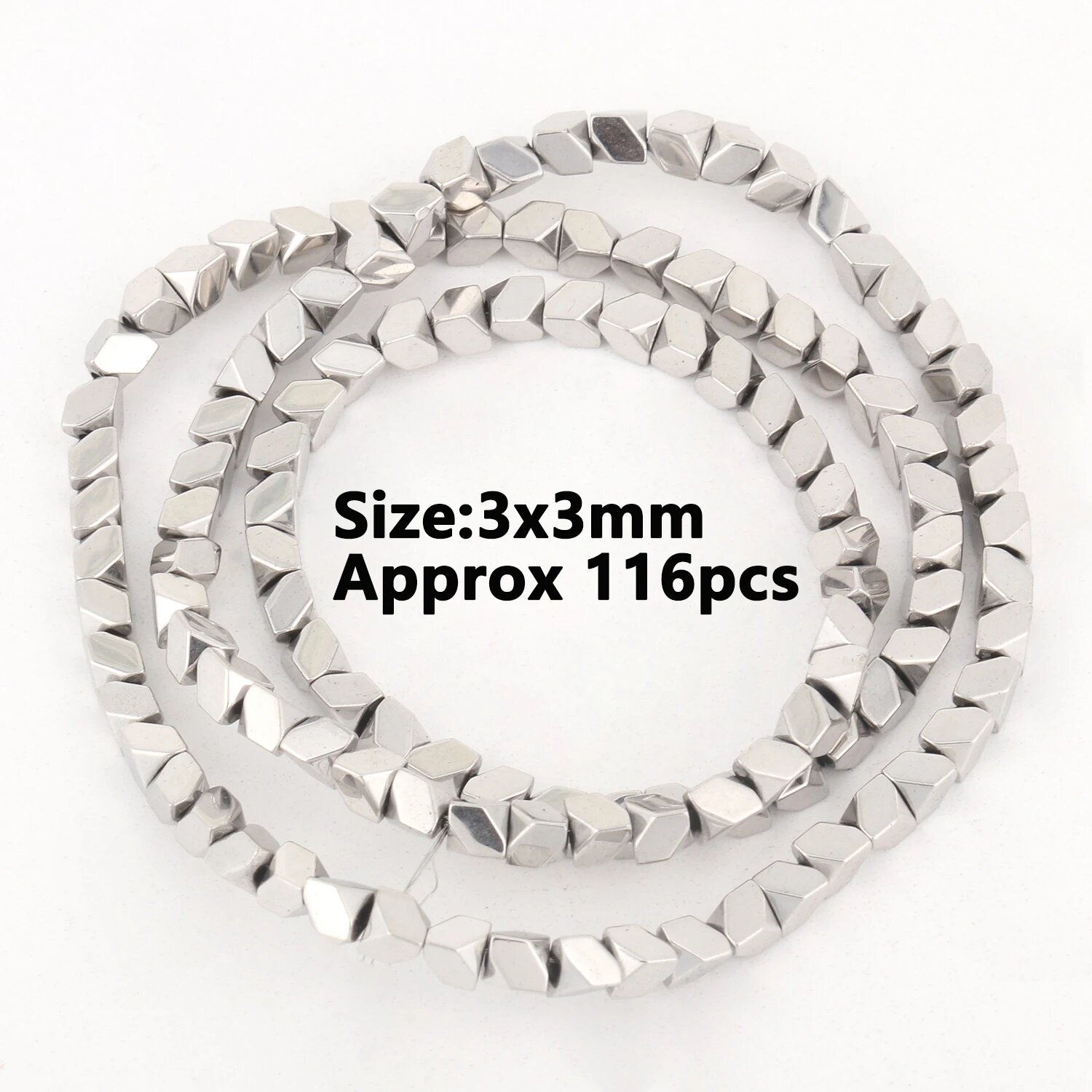 Гематитовые бусины 3x3 мм, 116 шт, Type2-3x3mm