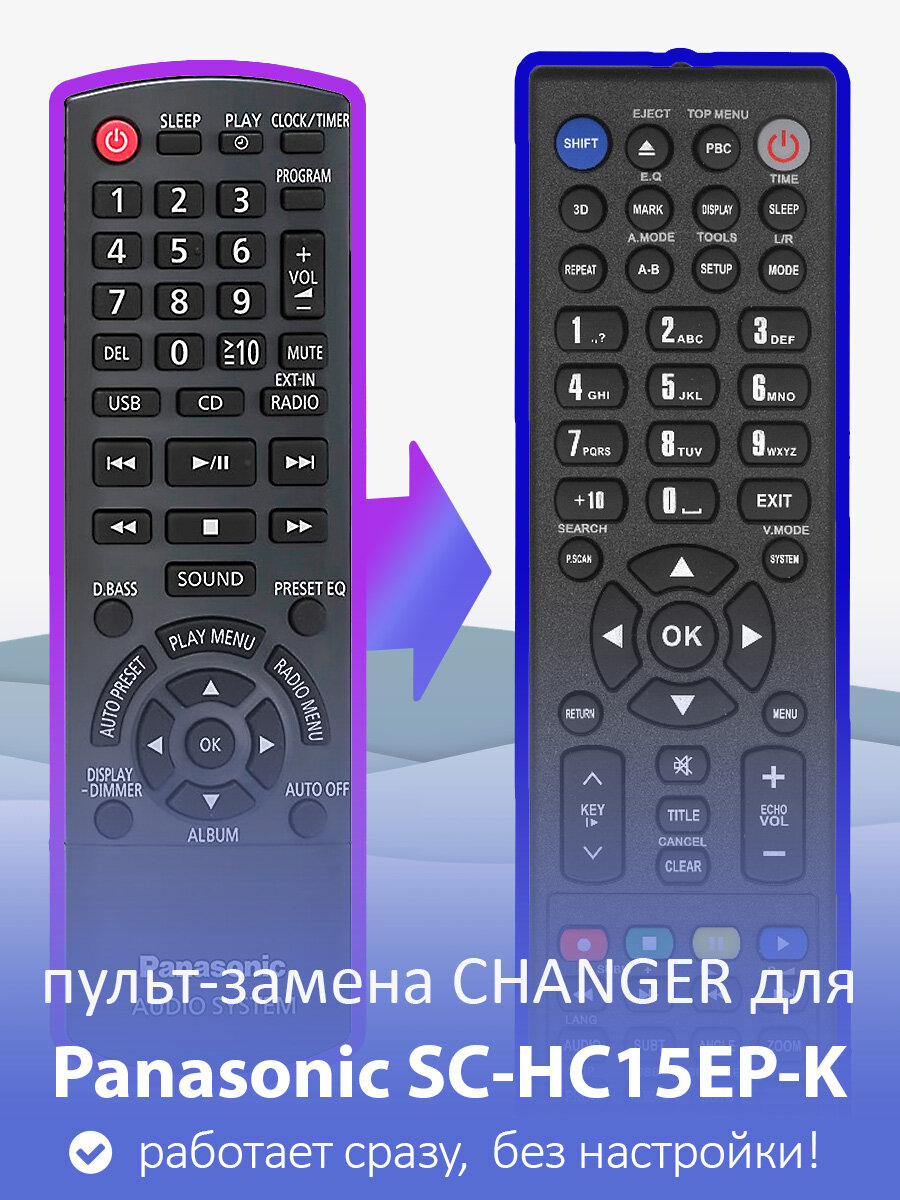 Пульт-замена для Panasonic SC-HC15EP-K