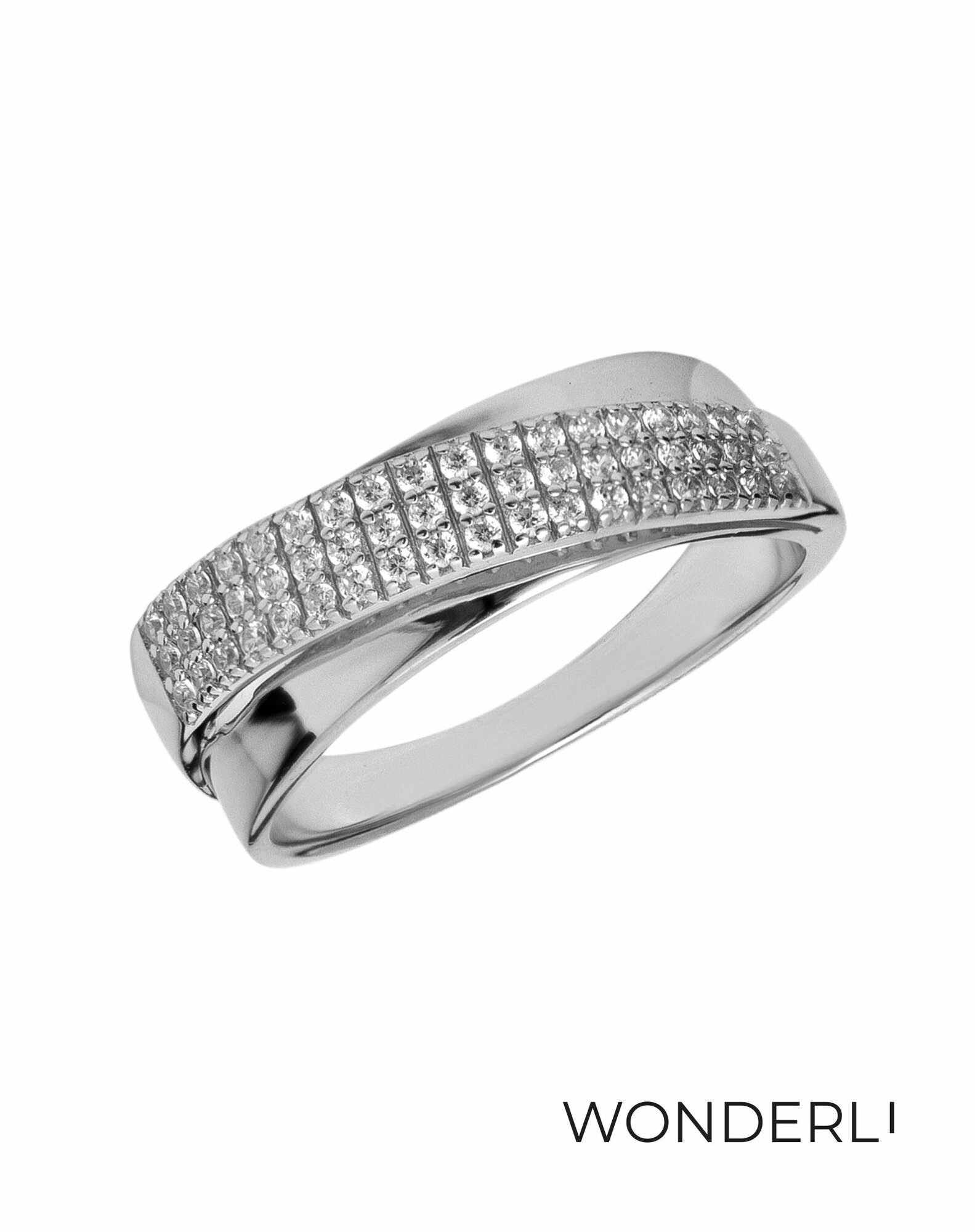 Кольцо помолвочное WONDERLI, серебро, 925 проба, родирование, фианит