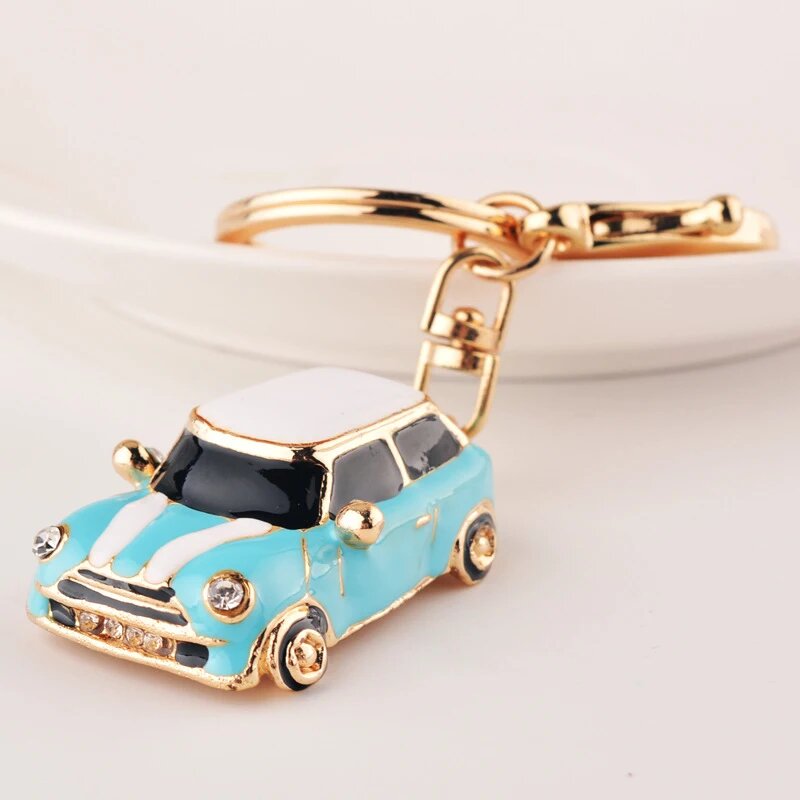 Брелок для ключей Mini Cooper голубой, металлический