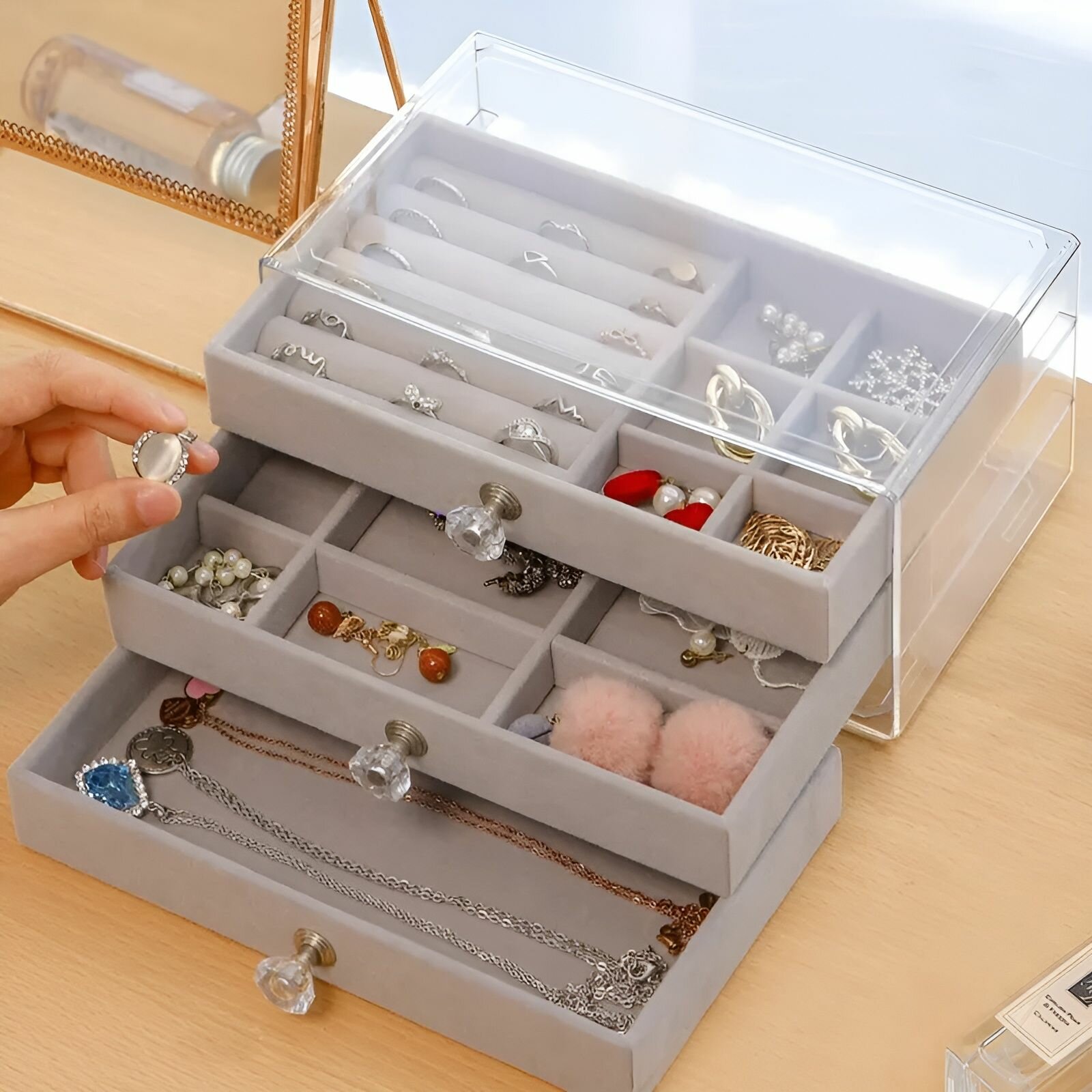 Шкатулка для ювелирных украшений и бижутерии, органайзер для хранения колец, сережек, цепочек, браслетов