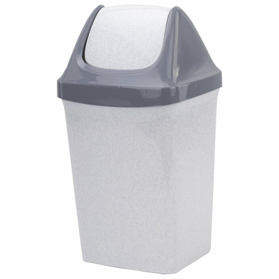 Ведро мусорное с крышкой (качающейся) 15 литров, "свинг", 47х27х23 см, серое, IDEA, М 2462, 602548