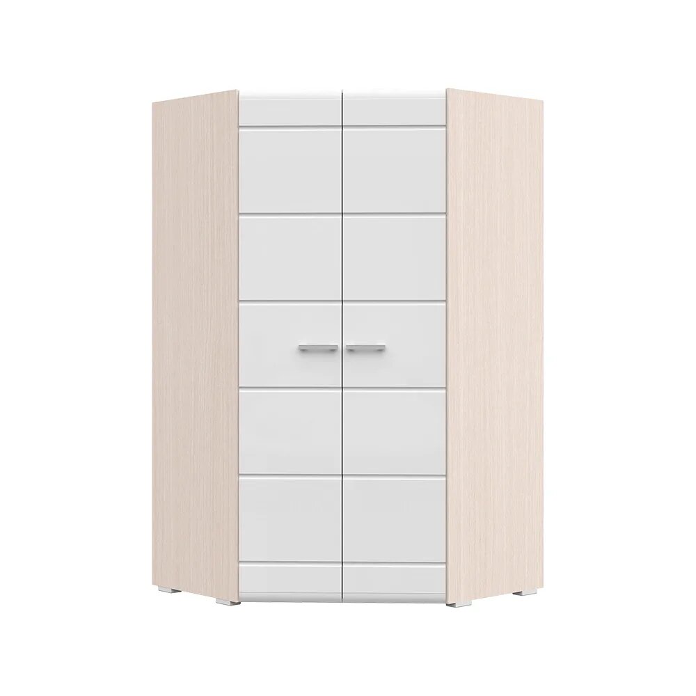 Шкаф угловой 2-х створчатый «Симба», дуб белфорт/белый глянец (1135х1135х2000)