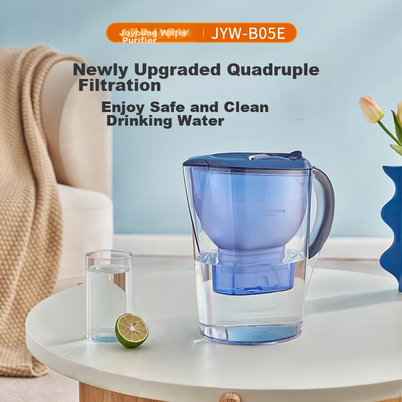 Joyoung Water Filter Pitcher, Household Water Filtration Pitcher, Water Purifier (One Pitcher with 13 Filters), 3.5L, Four-Stage Filtration, Smart Filter Change Reminder, B05E
