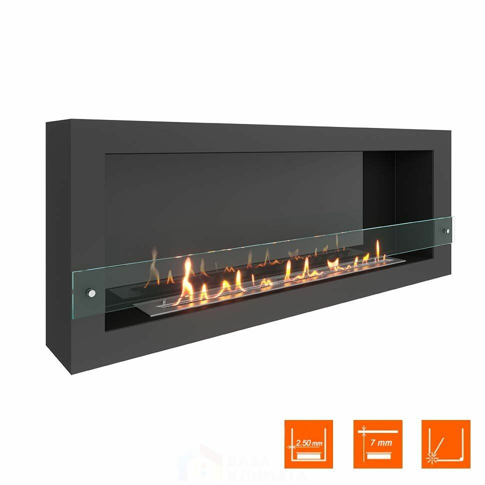Биокамин SteelHeat WALL ONE 1400 черный (Стекло + Стемалит)