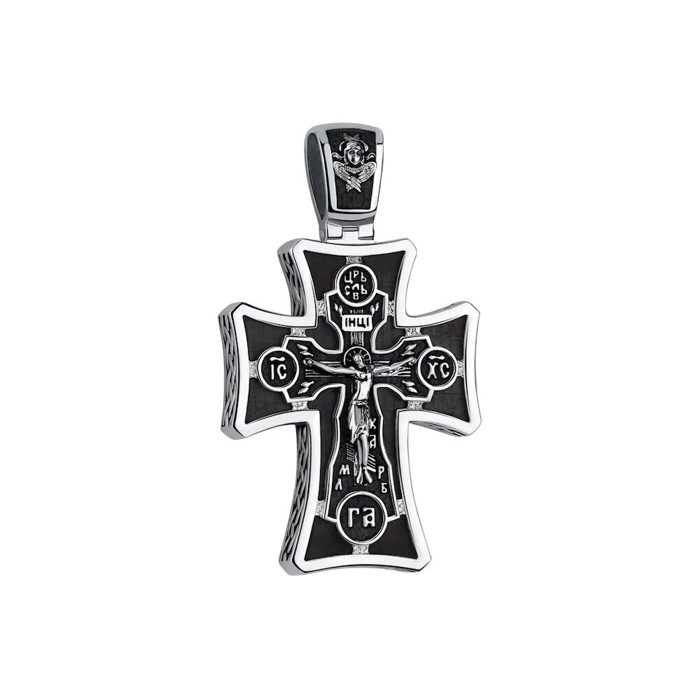 Крестик, серебро, 925 проба, родирование, дерево