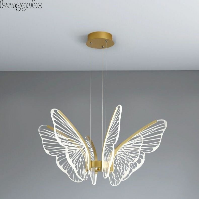 Элегантная люстра-бабочка LED для потолка, 6 лампы - 36W, три режима цветовой температуры