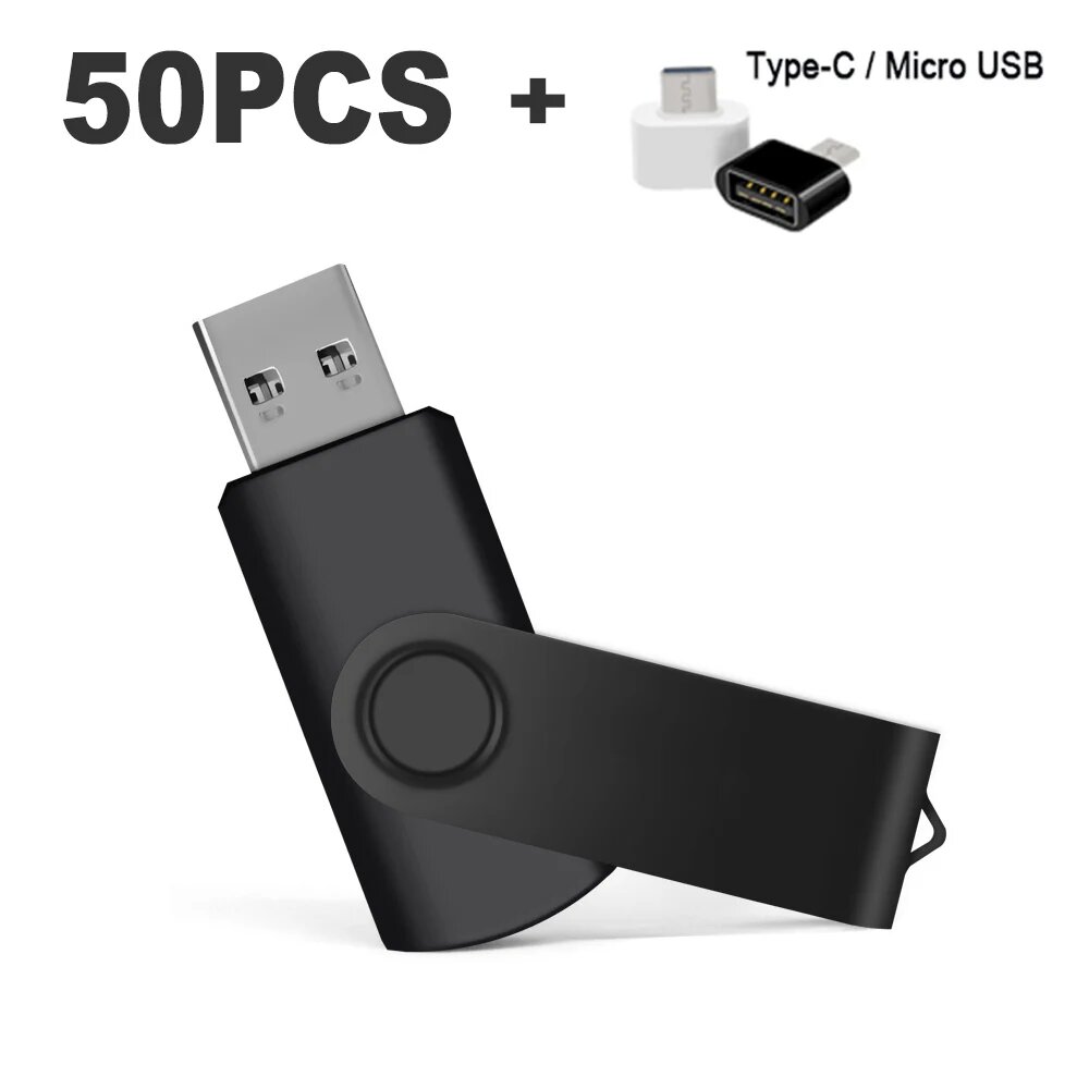 Ceamere ZL USB-флешка 2.0 4/8/16/32/64 ГБ набор из 50 штук Черный, 2GB, Black