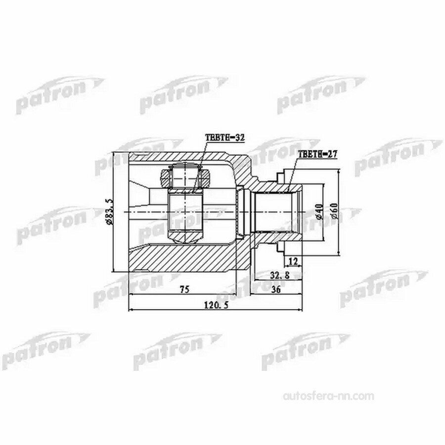 PATRON PCV4013 ШРУС внутр к-кт [A32, B27, D40, L120] HONDA CRV/Odyssey 09.01-