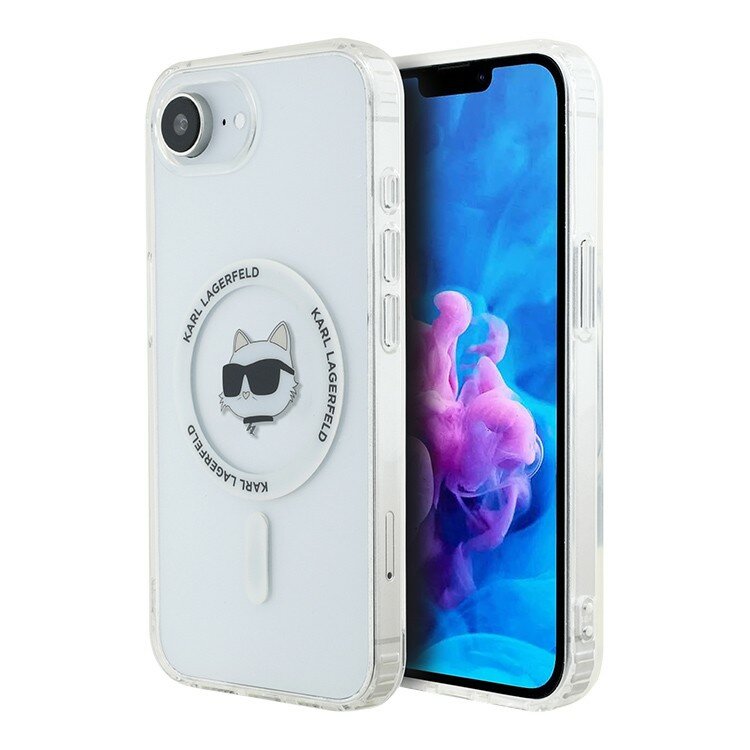 Karl Lagerfeld пластиковый чехол MagSafe для iPhone 17e/16e, NFT Choupette Head белый