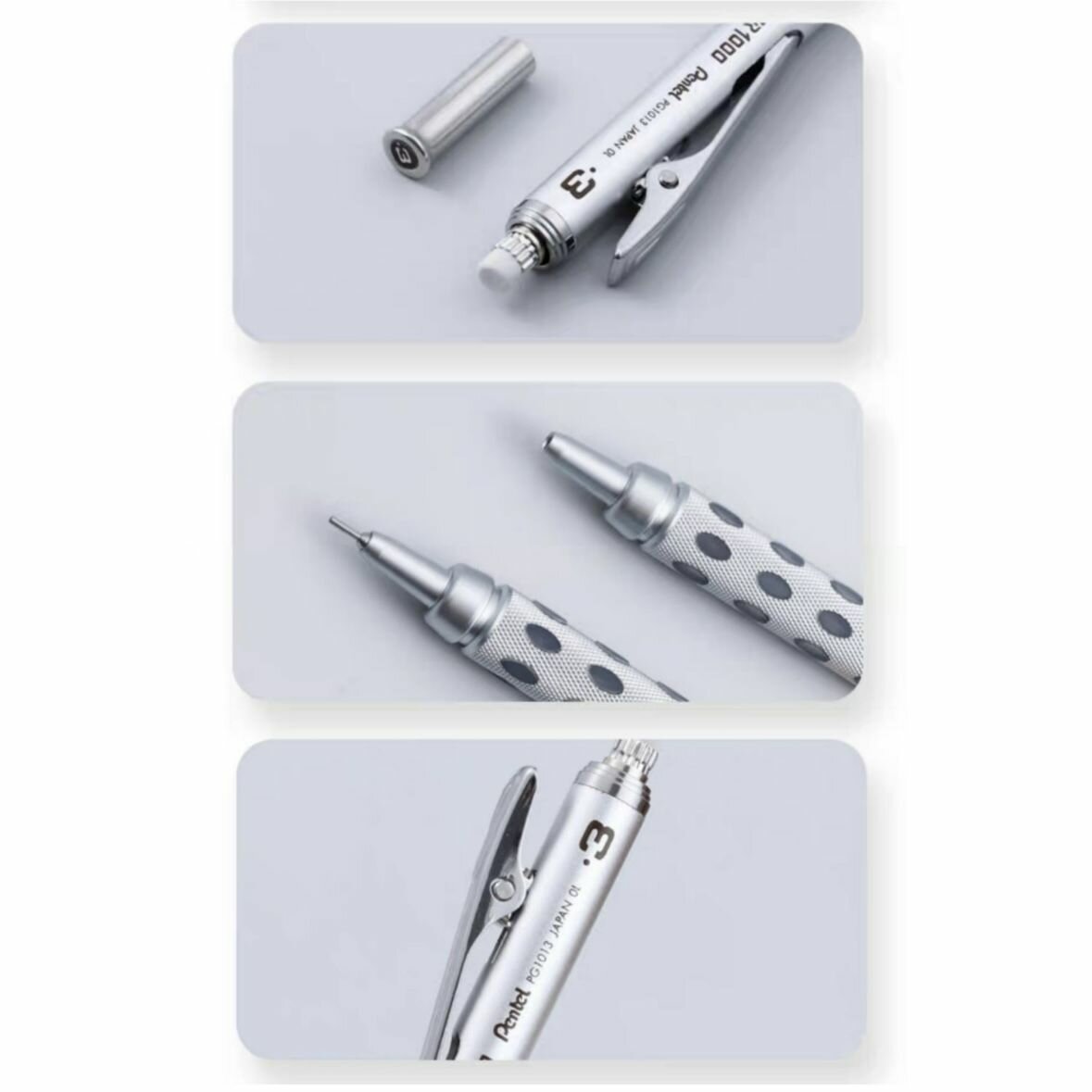 Механический карандаш Pentel GRAPHGEAR 1000 PG1015 0.3 мм для черчения и письма с металлическим корпусом и эргономичной ручкой