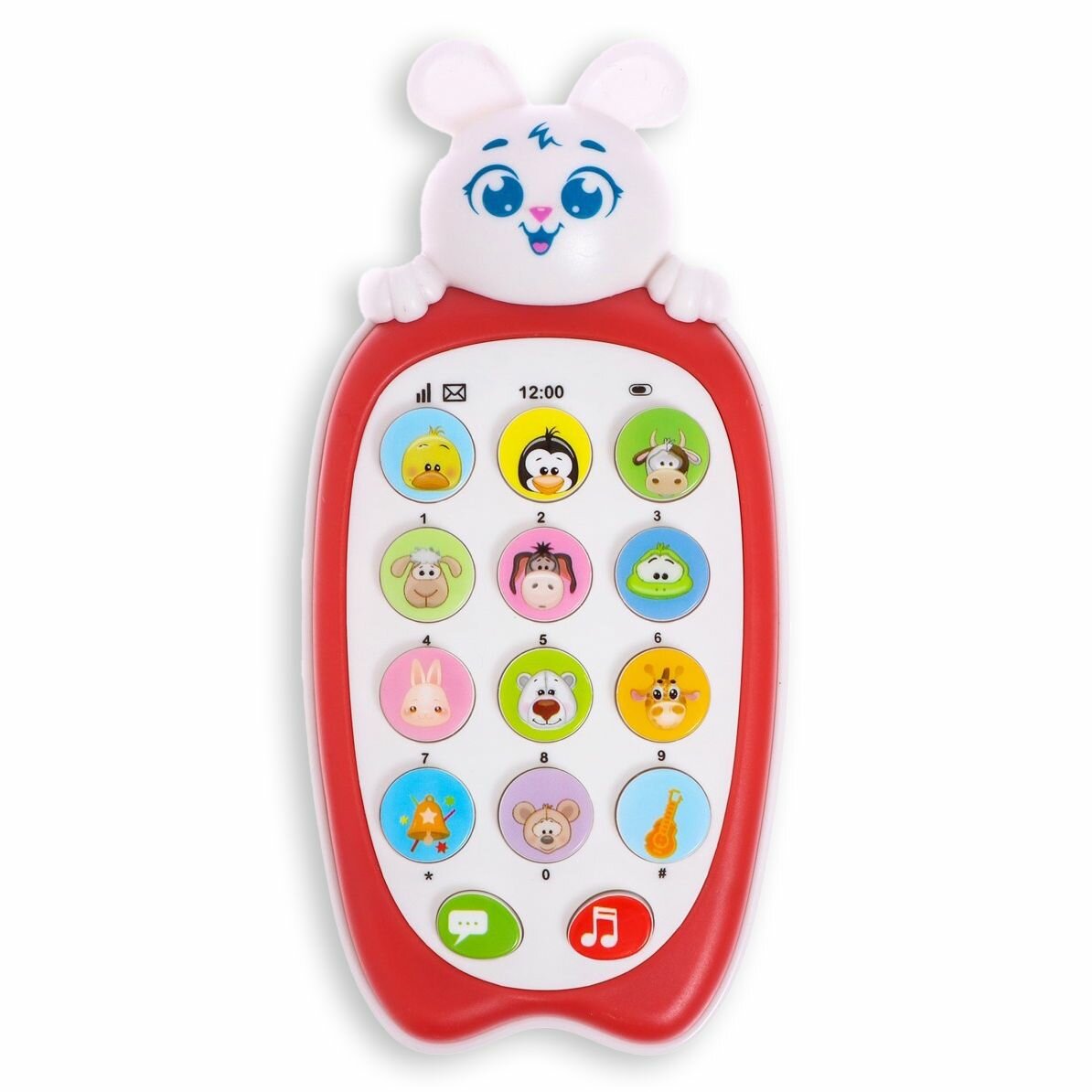 Детский музыкальный телефон "Малыш Банни", кнопочный музыкальный игровой телефон, интерактивная развивающая игрушка для малышей, учим животных и звуки, цвет красный