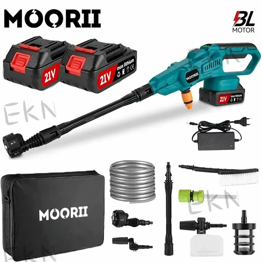 KNOW EASY-MOORII Бесщеточная электрическая мойка высокого давления мощностью 3500 Вт 200 Бар, водяной пистолет для мойки автомобилей, инструмент для орошения сада 21 В, аккумулятор