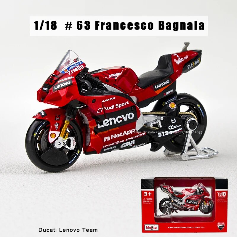 Маisto 1:18 Ducati Lenovo Team #1 Bagnaia мотоцикл 2022 Bagnaia No.63