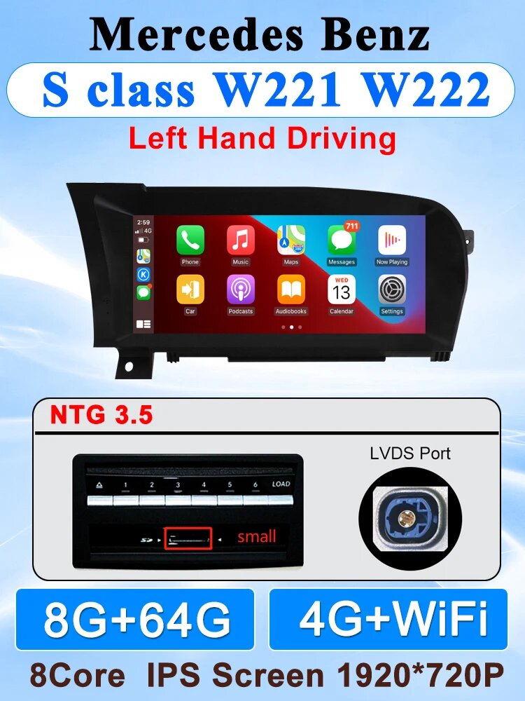 STWEI новый автомобильный мультимедийный беспроводной Android AUTO CarPlay 10,25-дюймовый экран для Mercedes Benz S Class W221 NTG3.0 3,5 видеоплееры LHD NTG 3.5 8G 64G