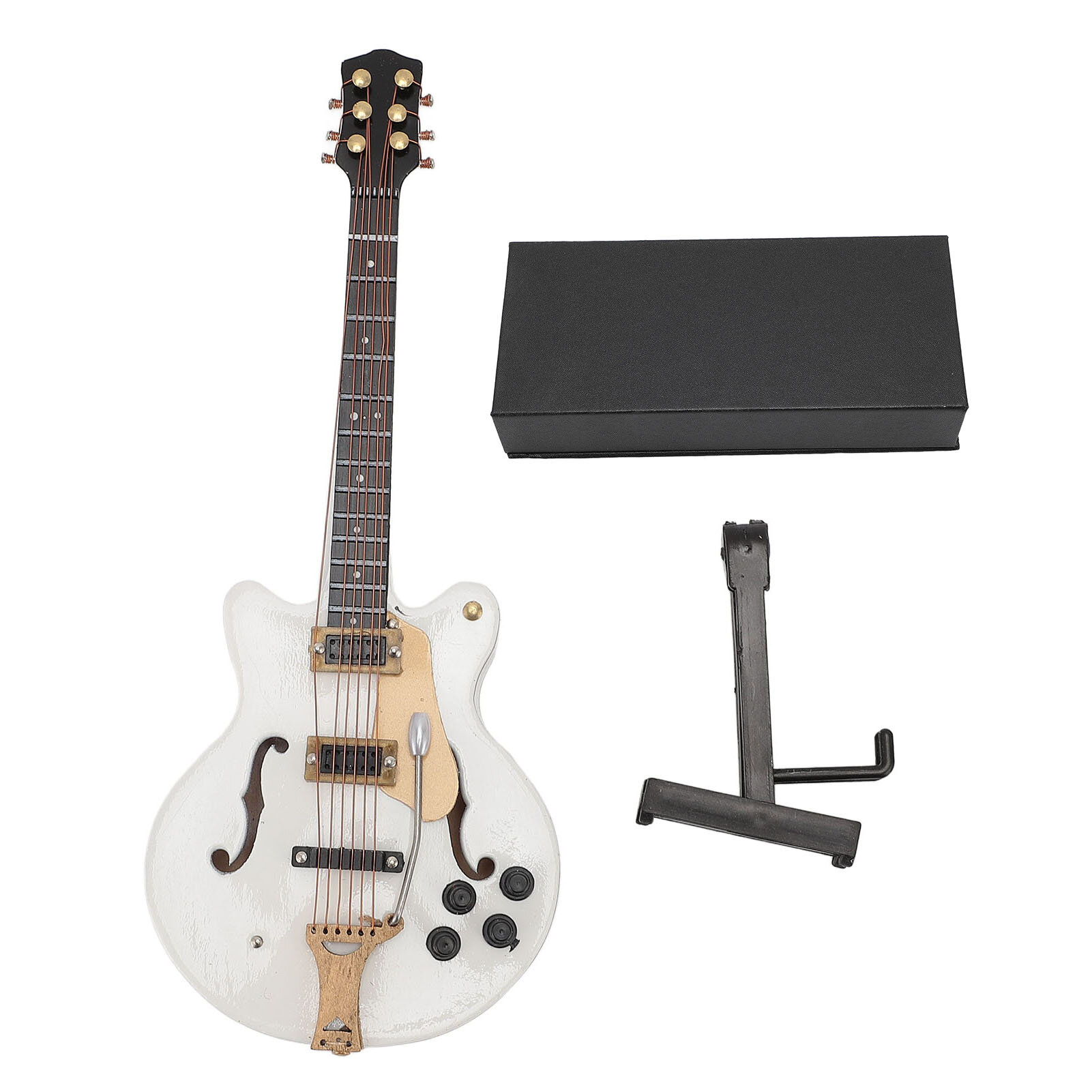 Деревянная миниатюрная гитара с футляром, коллекционная полая модель музыкального инструмента для украшения дома.