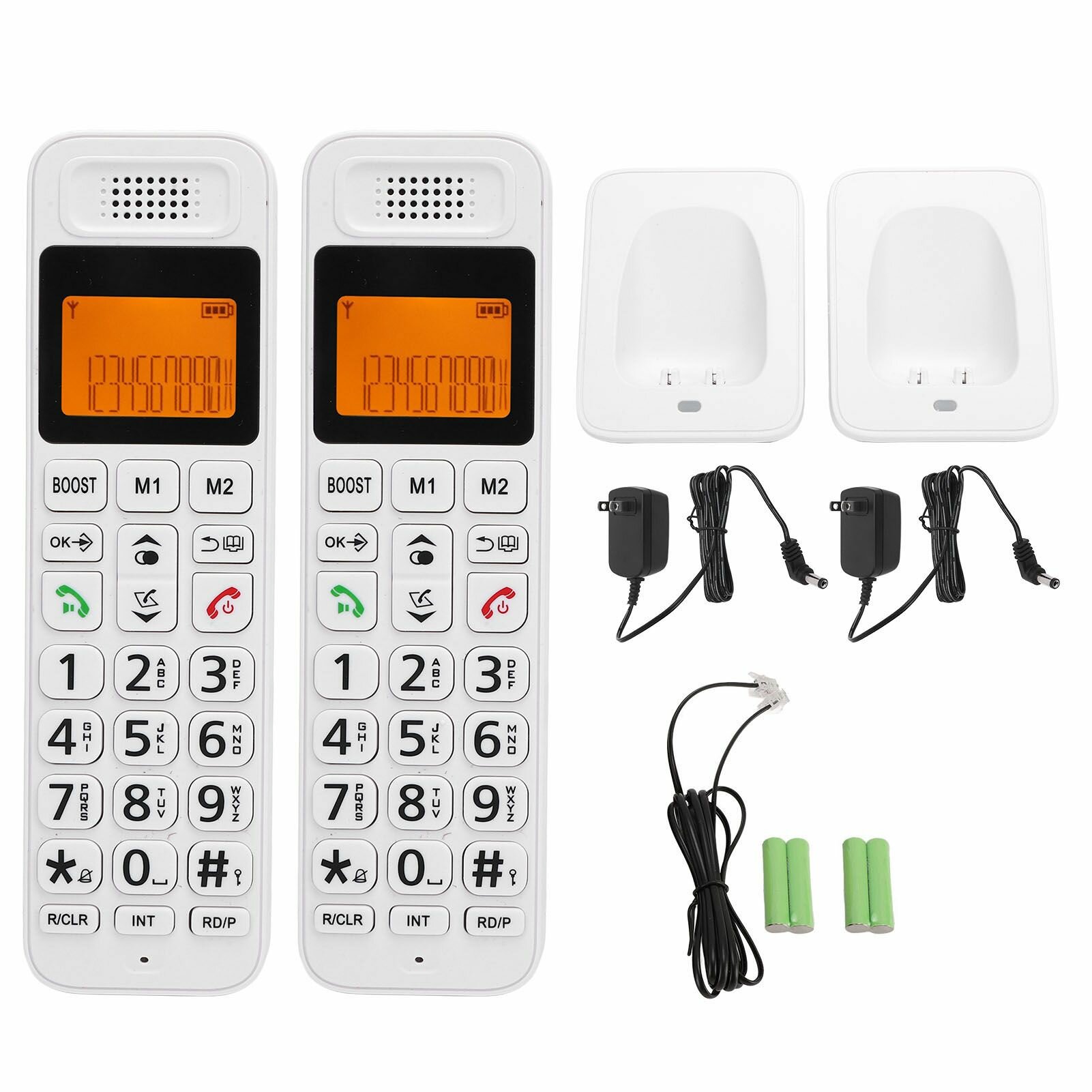 Беспроводной телефон DECT 6.0 2 трубки громкая связь белый US