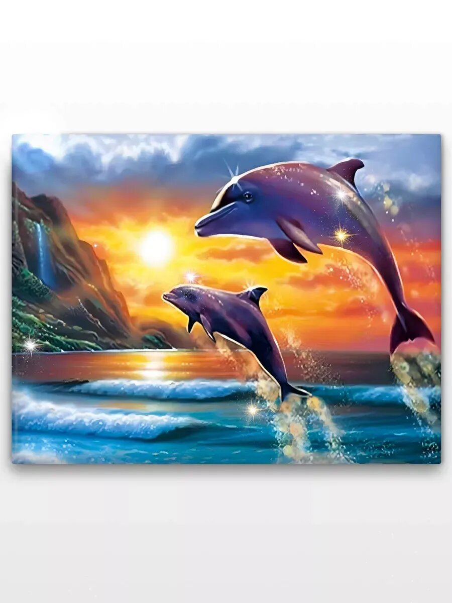 Мозаика алмазная ALMAZIKA "Морские Друзья", 50x40 см, полная выкладка, акриловые стразы