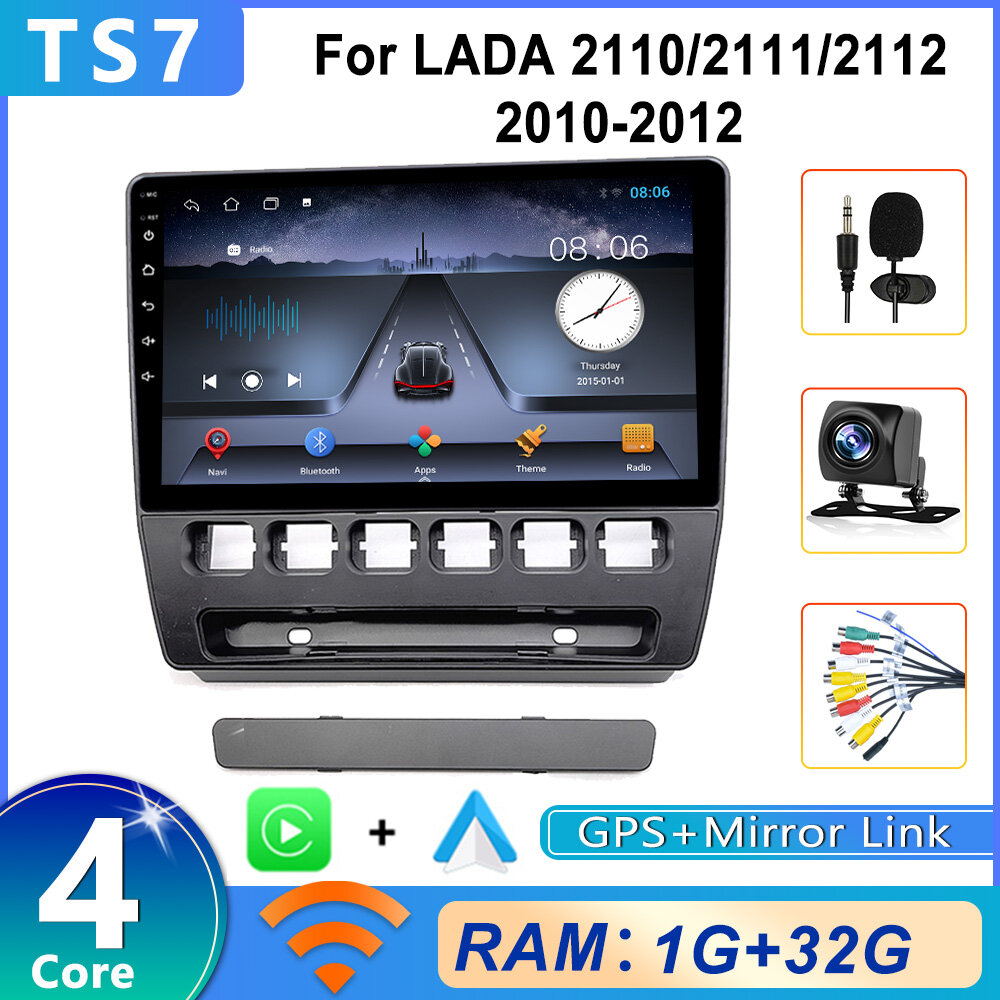 Автомагнитола Головное устройство подходит для Lada 2110 Европанель 1996-2007, Carplay Android 1Gb+32Gb сенсорный экран WIFI,