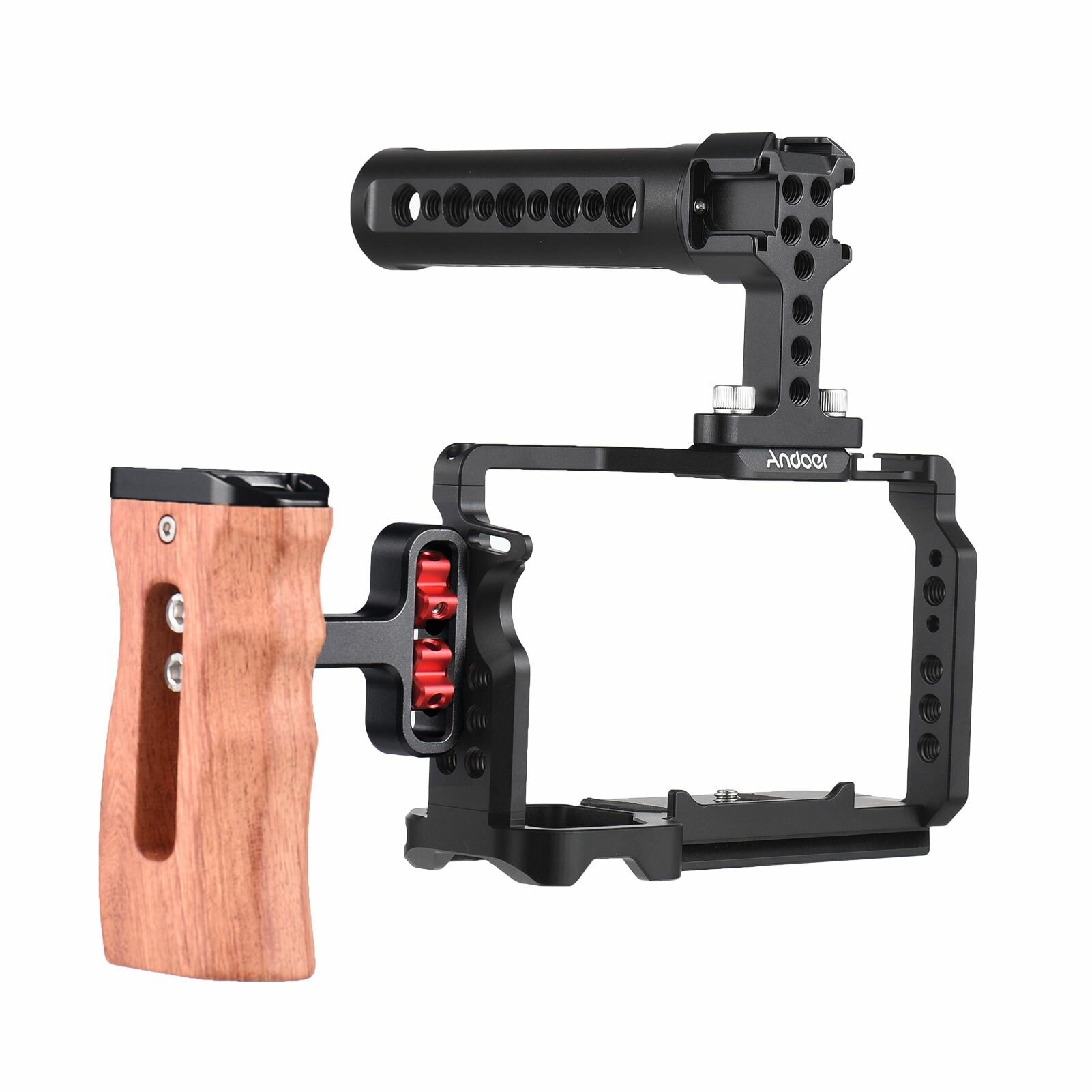 Камера видео-клетка Andoer для Sony A7C, многофункциональная конструкция, алюминиевый сплав, черный, устойчивый монтаж с возможностью крепления аксессуаров