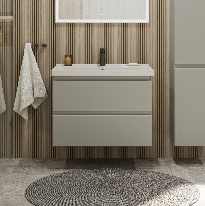 Тумба с раковиной SanStar Riana 80 подвесная, grey, раковина Fest 80